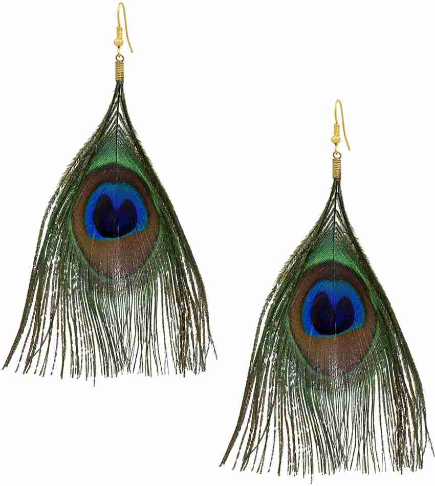 Flipkart Buy Dzinetrendz Real Peacock feather Super stylish Natural earrings Brass Drops Danglers Online at Best Prices in India