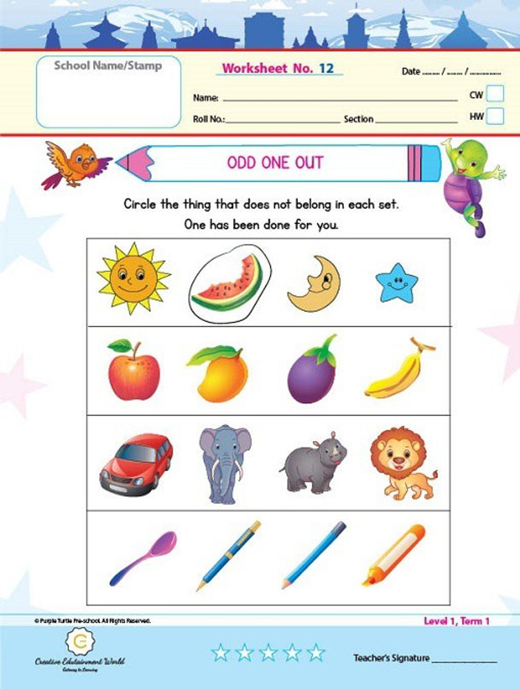 Worksheets For Nursery Students Kindergarten Worksheets Free