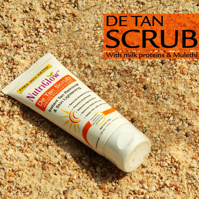 NutriGlow DE TAN Face Scrub Tan Removal Brighter Skin 65g Each Pack of 5 Face Wash Price in India Buy NutriGlow DE TAN Face Scrub Tan Removal Brighter Skin 65g Each
