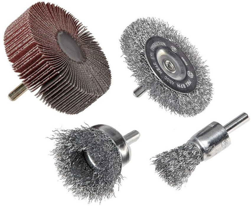 Rotary wire brush for drill store
