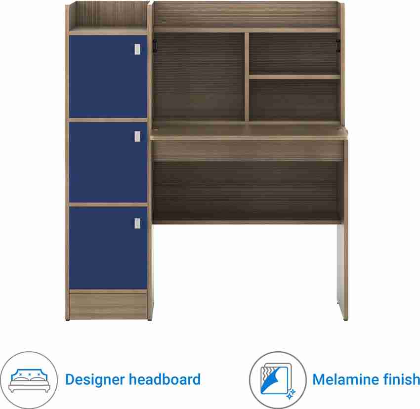 Krystal Engineering Wood Study Table In Urban Teak White