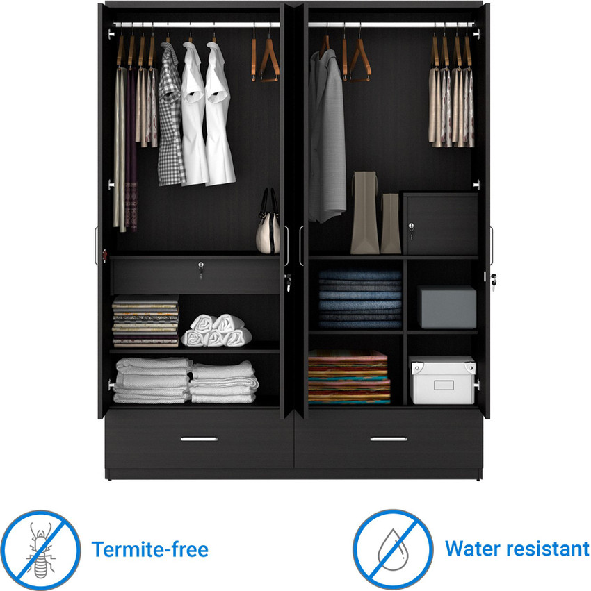 SPACEWOOD Classy Engineered Wood 4 Door Wardrobe Price in India Buy SPACEWOOD Classy Engineered Wood 4 Door Wardrobe online at Flipkart