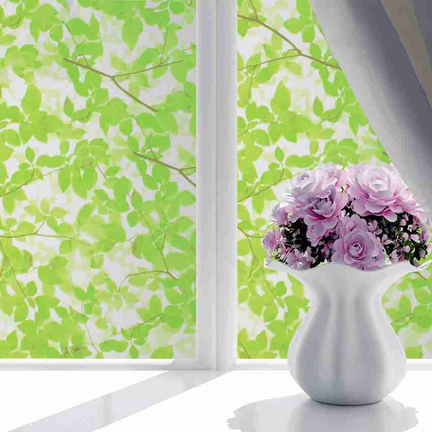 Ampire 60 cm Glass Stickers Green Leaves Frosted Window Film Self Adhesive Privacy Glass Protection Home Decorative Self Adhesive Sticker Price in India Buy Ampire 60 cm Glass Stickers Green Leaves