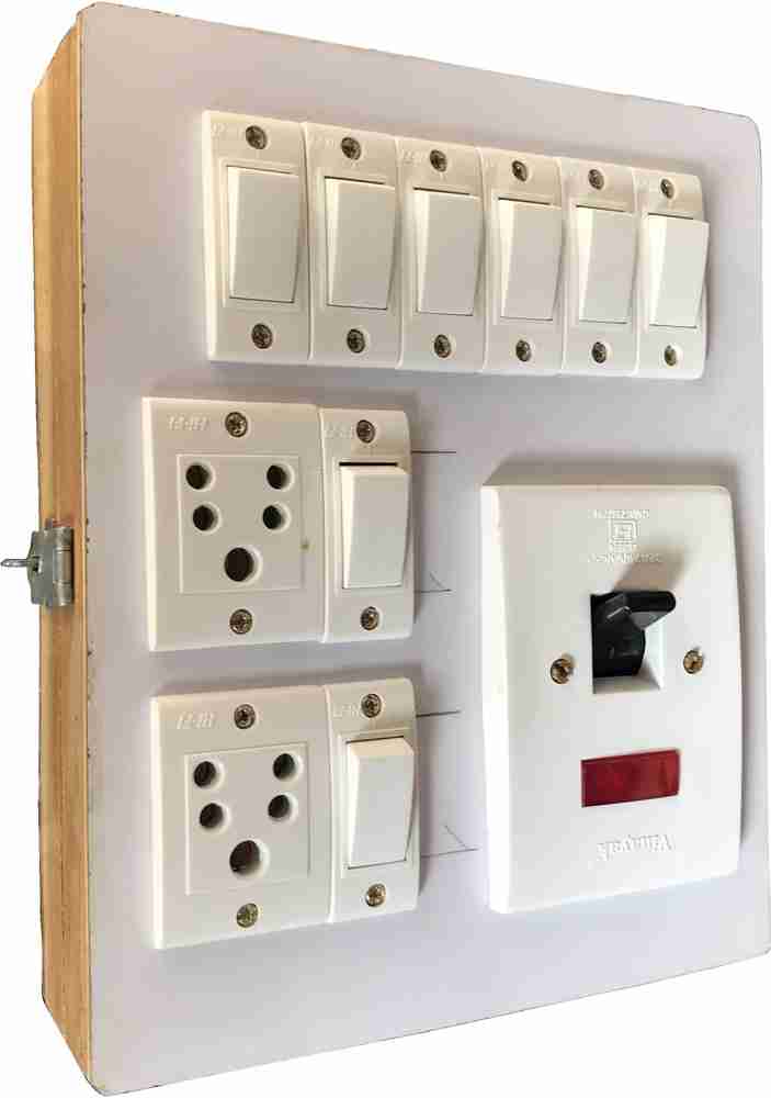 Tinax Wooden Electrical Board 8 Switches 2 Sockets 1 Dp 6 A One Way Electrical Switch Price in India Buy Tinax Wooden Electrical Board 8 Switches 2 Sockets 1