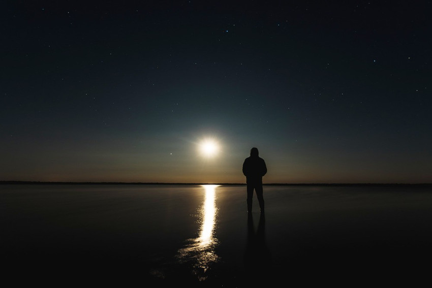 Man Standing Alone On Beach