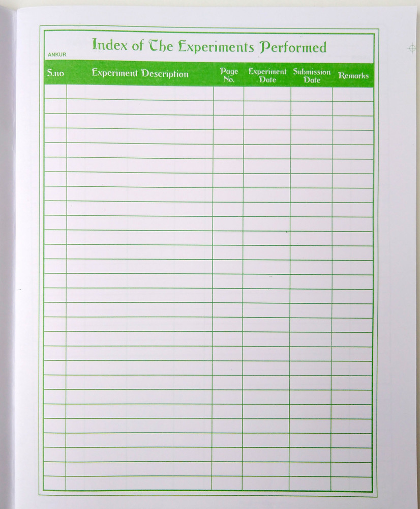 Classmate Blank Index Page