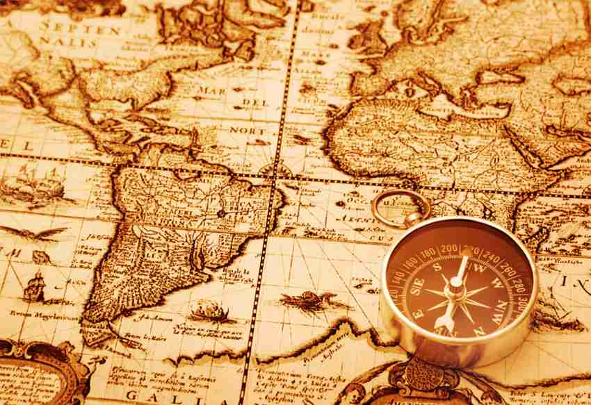 Large World Map And Compass