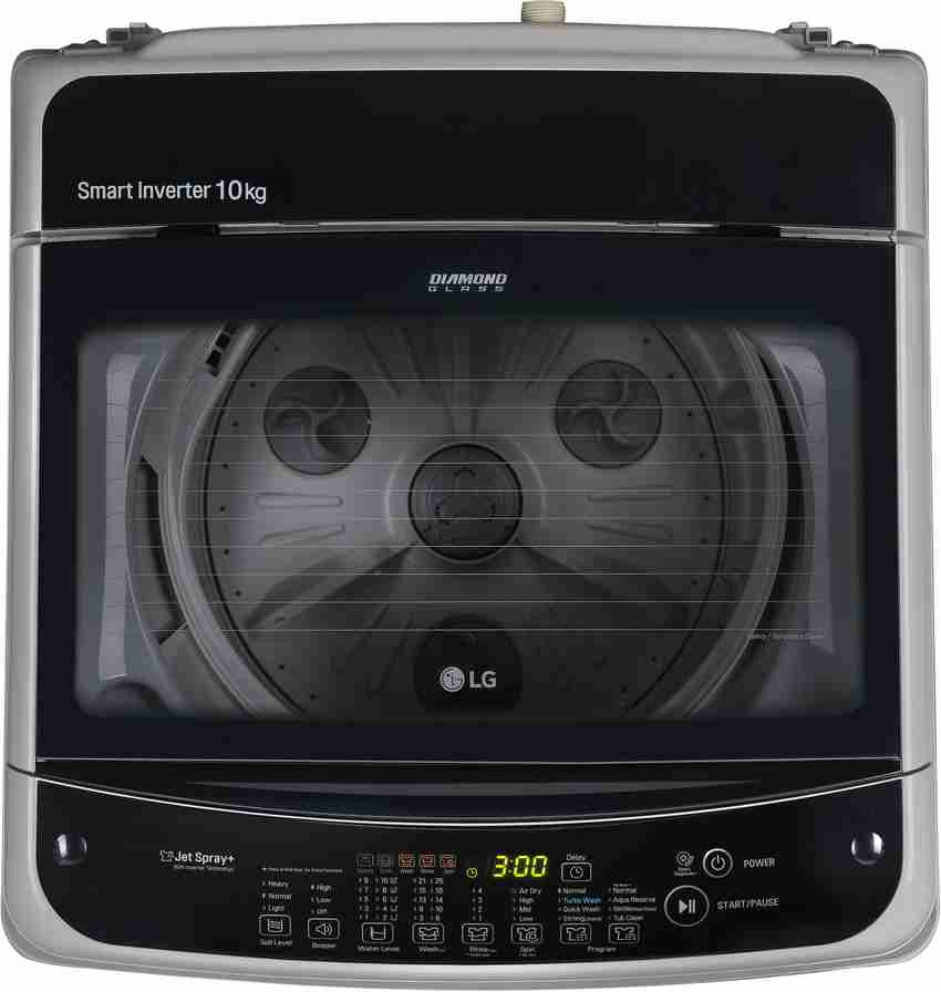 LG 10 kg with Jet Sprey Auto pre wash Smart diagnosis Smart closing door and 10 water levels Fully Automatic Top Load Washing Machine Silver Price in India Buy LG 10 kg