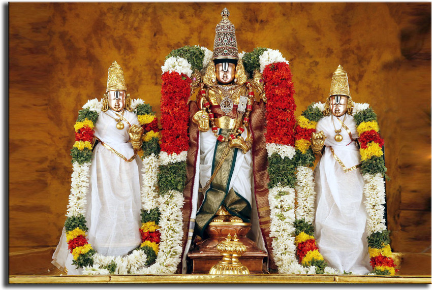 Lord Tirupathi Balaji Waterproof Vinyl Sticker Poster for Home Decor Office Hall Living Room Bedroom Kids Room 12X18 Fine Art Print