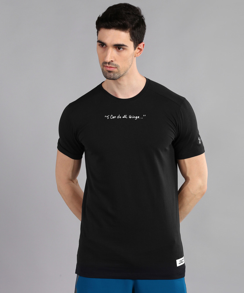 UNDER ARMOUR Typography Men Round Neck Black T Shirt
