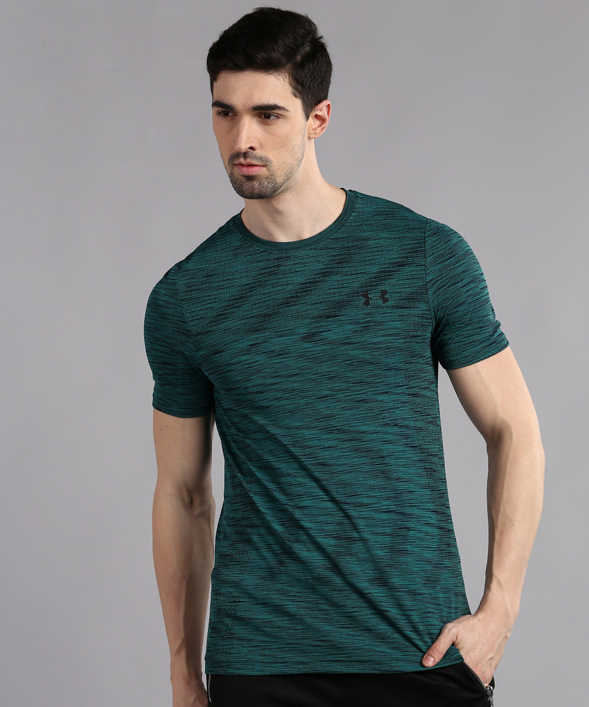 UNDER ARMOUR Self Design Men Round Neck Green T Shirt