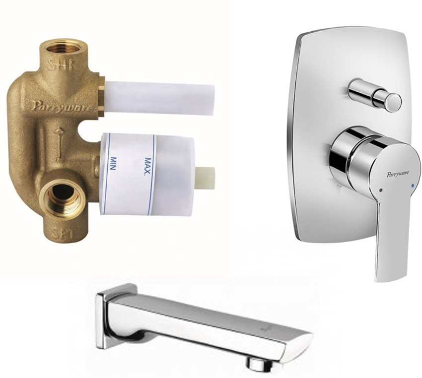 Parryware Single lever concealed diverter body with diverter upper trim and bath spout Diverter Faucet