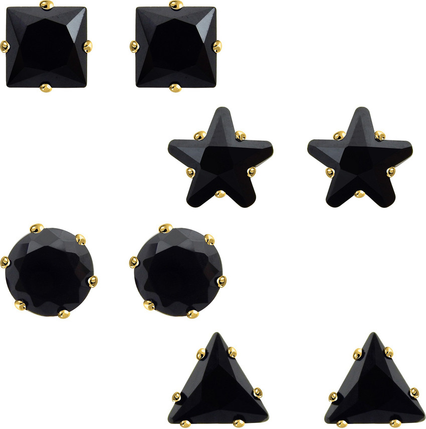 Flipkart Buy FRESH VIBES Stylish Black Studs Earrings Combo for Women Girls Trendy Set of 4 Pairs Fashion Crystal Stud Tops Earings for Daily Wear Alloy Stud Earring Online