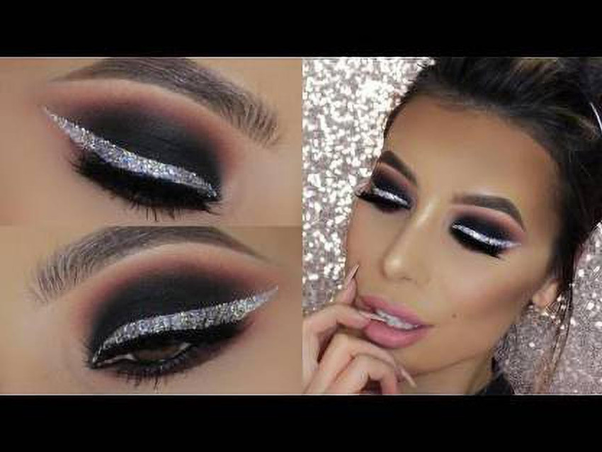 Silver Glitter Smokey Eye Makeup