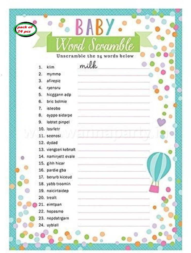 Baby Word Scramble Baby Shower Game Printable Answer Key, 50% OFF