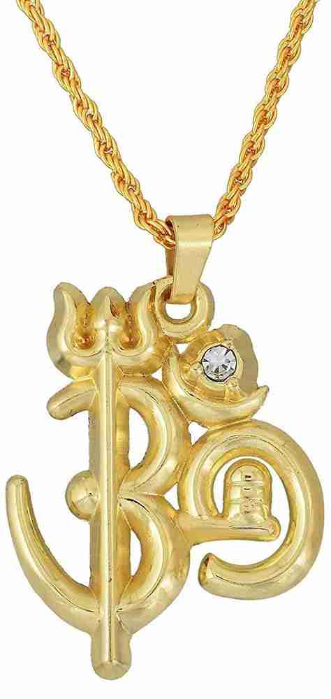Traditional Gold Plated Om Pendant With Chain For Men