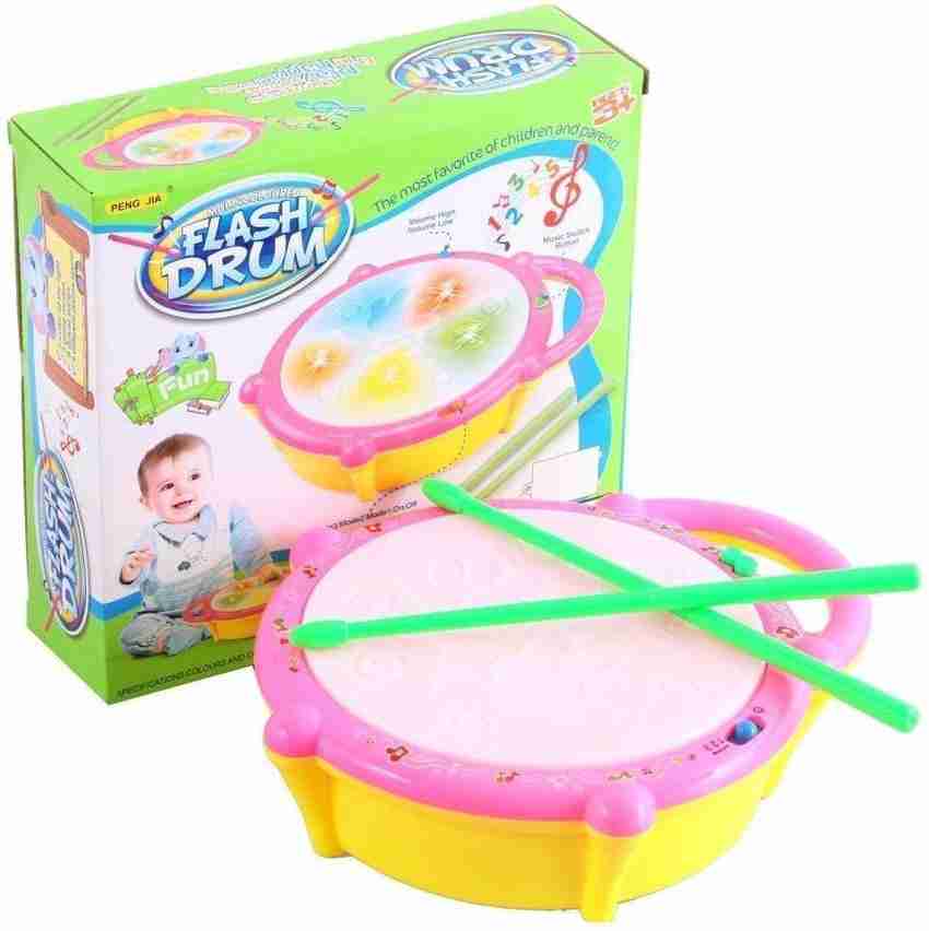 RISING BABY Kids Drum Set Drum Set for Kids Electric Toys Toddler Musical Instruments Playset Flash Light Toy with Disco music Color full light Toys for Boys and Girls Kids Drum
