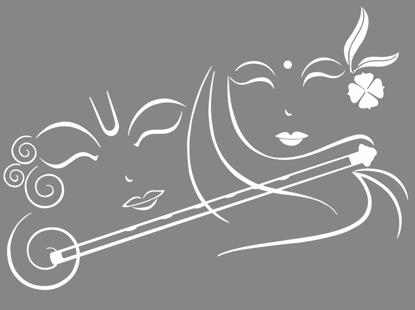 Krishna Black And White Outline