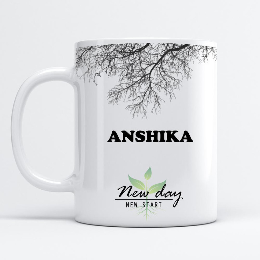 Anshika Name Logo Beautum Anshika Printed New Day New Start White Name