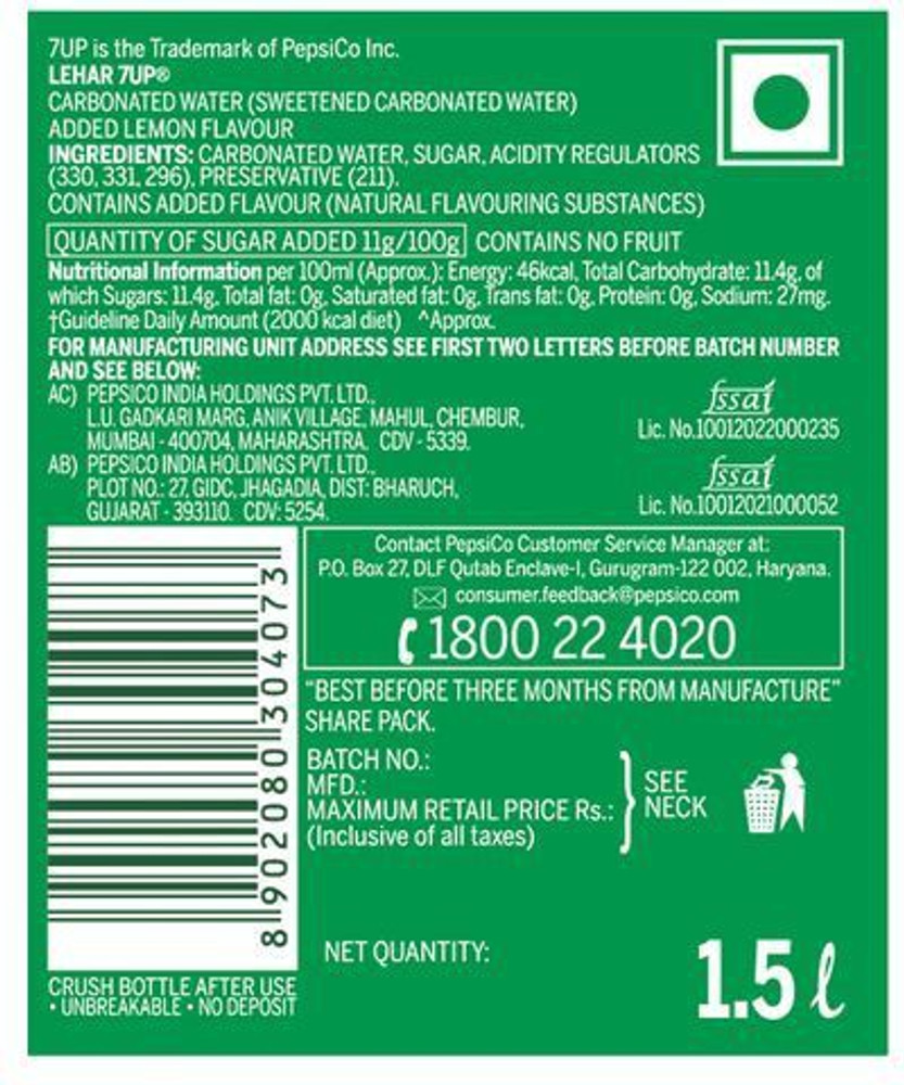 Natural Ingredient 7 Up Label