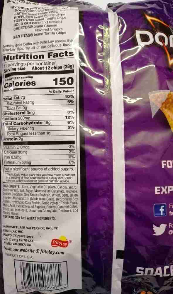 Doritos Spicy Sweet Chili Nutrition Facts