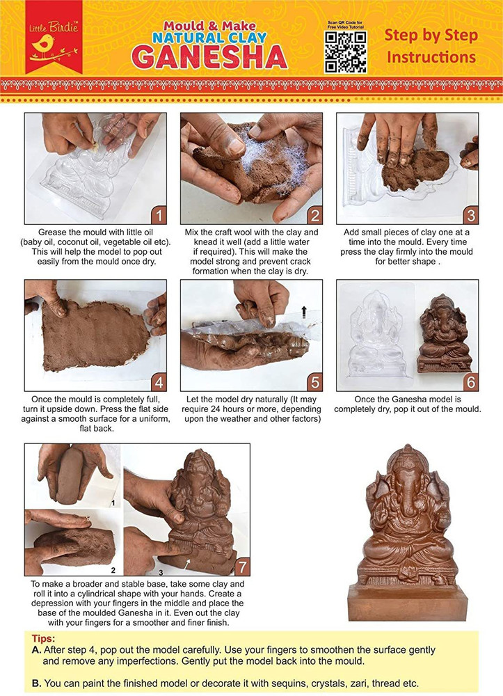 Little Birdie DIY Natural Clay Ganesha Mould And Make Kit