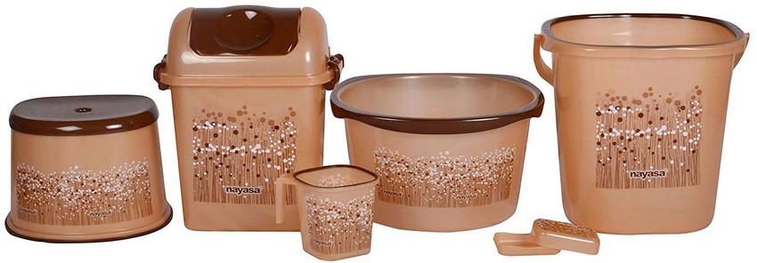 NAYASA Funk 18 Ltr 6 Pcs Bathroom Set 18 L Plastic Bucket Price in India Buy NAYASA Funk 18 Ltr 6 Pcs Bathroom Set 18 L Plastic Bucket online at Flipkart