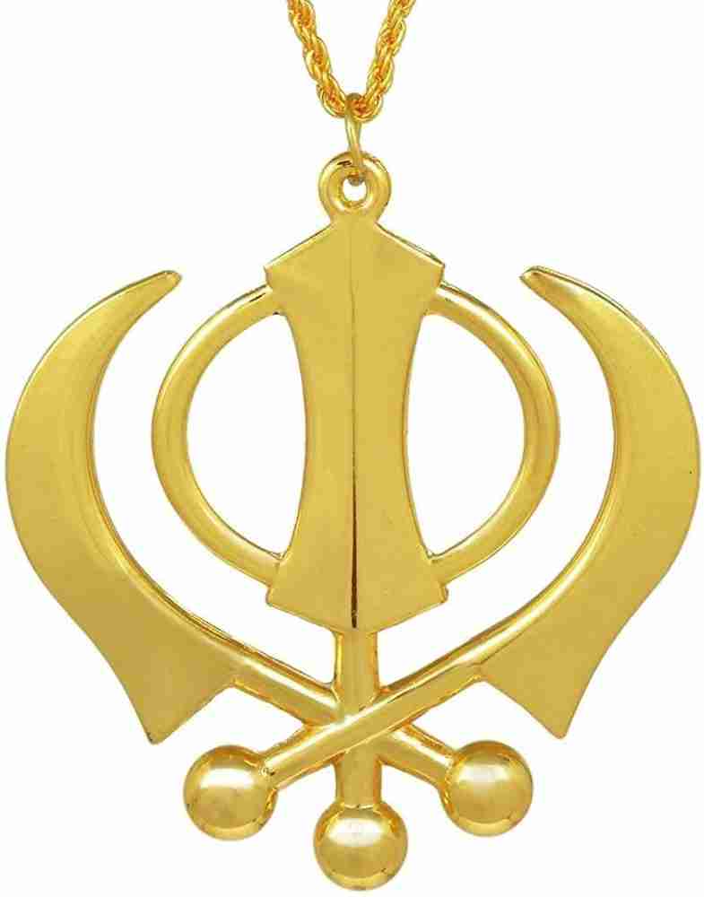 CResha Golden Sikh Sardar Punjabi Khalsa Khanda Chain Locket Medium Size for Men and Women Metal Pendant Price in India Buy CResha Golden Sikh Sardar Punjabi Khalsa Khanda Chain Locket Medium