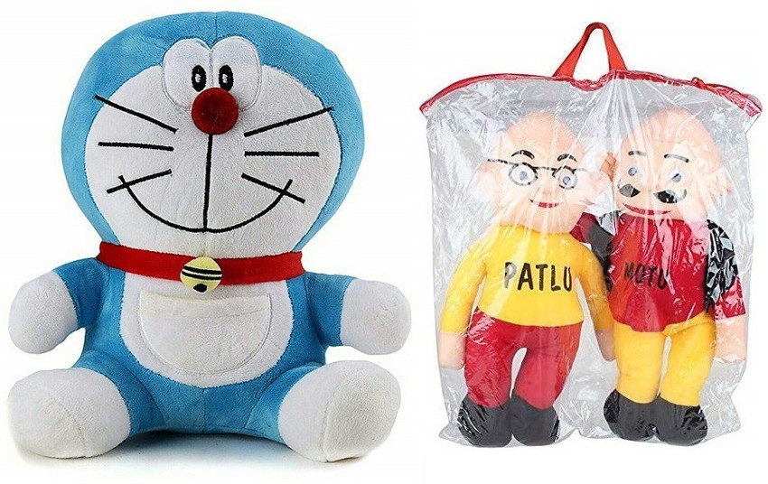 Crispy toys Doraemon Motu patlu Soft toy for Kids Playing teddy Bear in size Of 26 30 Cm long 30 cm Doraemon Motu patlu Soft toy for