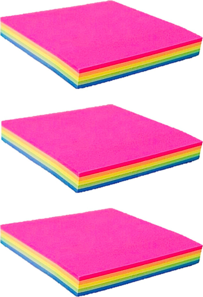Flipkart Oddy Multicolour Sticky Notes Vibrant Colours 240 Sheets 80 Sheets Neon Sticky Notes 3 X3 Pack of 3 5 Colors Self Adhesive Multicolour sticky Notes in Vibrant Colours
