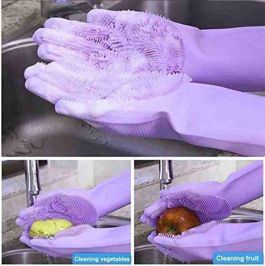 Purple dishwashing gloves store