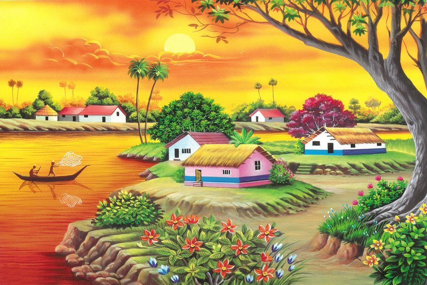 Village Scene Paintings