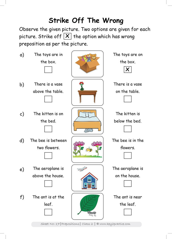 Prepositions Activity For Grade2