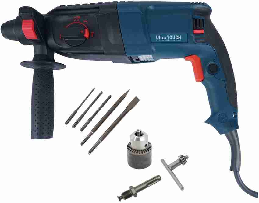 Ultra Touch 26mm 800W reversible rotary hammer drill machine SDS plus with 3 mode operation bits 13mm Drill chuck Key SDS Adaptor and carrying box Hammer Drill 26 mm Chuck Size 800