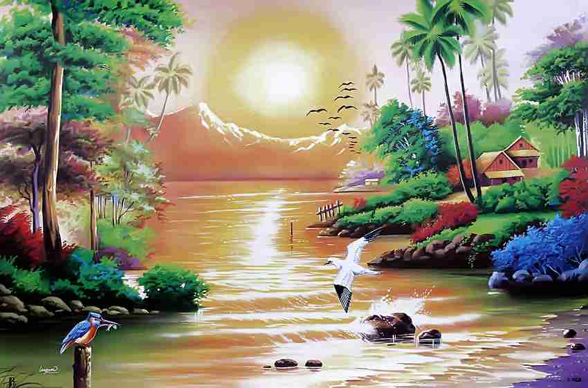Indian Village Nature Painting