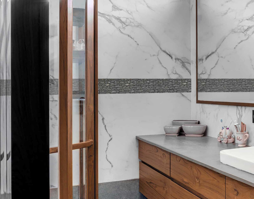 Stone Pattern Wallpaper Bathroom