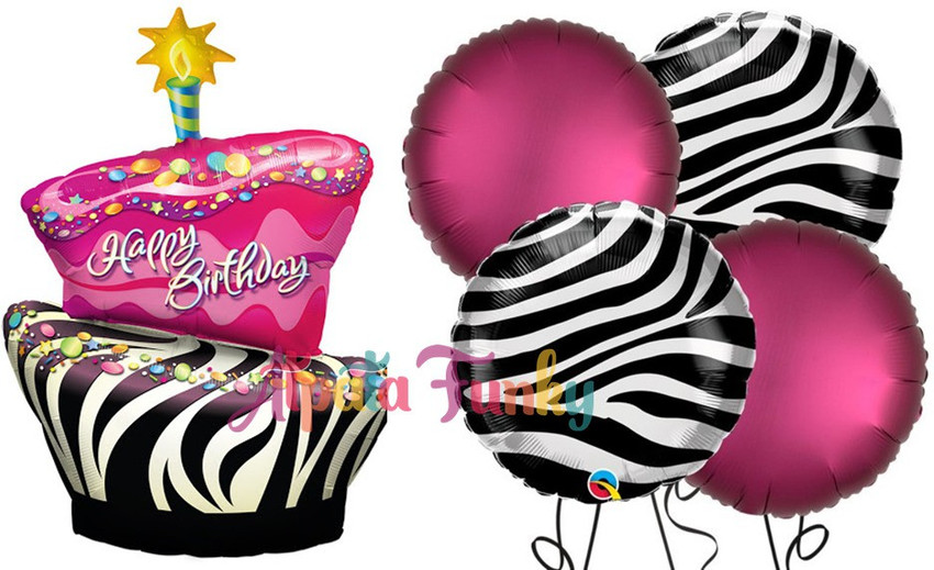 Happy Birthday Pink Zebra Print