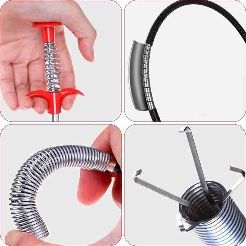 My Machine Drain Pipe Cleaning Spring Stick Hair Catching Drain Pipe Cleaning Wire Sink Cleaning Stick Sewer Sink Tub Dredge Remover Spring Drain Pipe Cleaner Tool Clog Remover Cleaning Tools 60CM 2Fe...