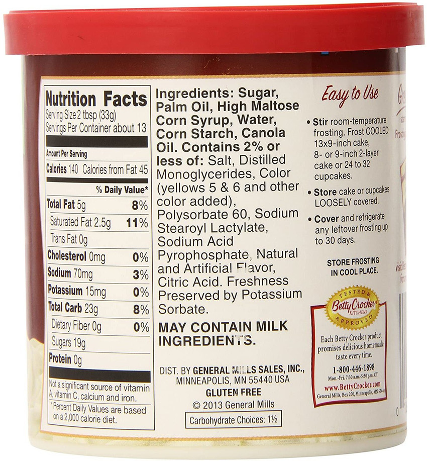 Betty Crocker Icing Nutrition Facts