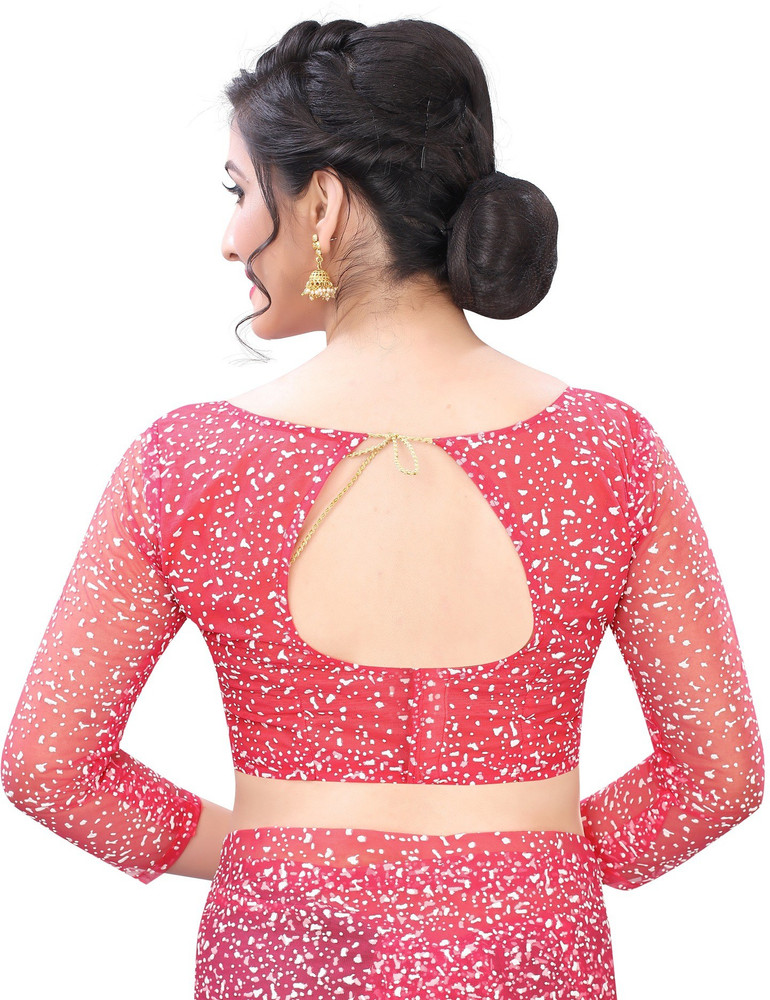 Pink Net Saree Back Design