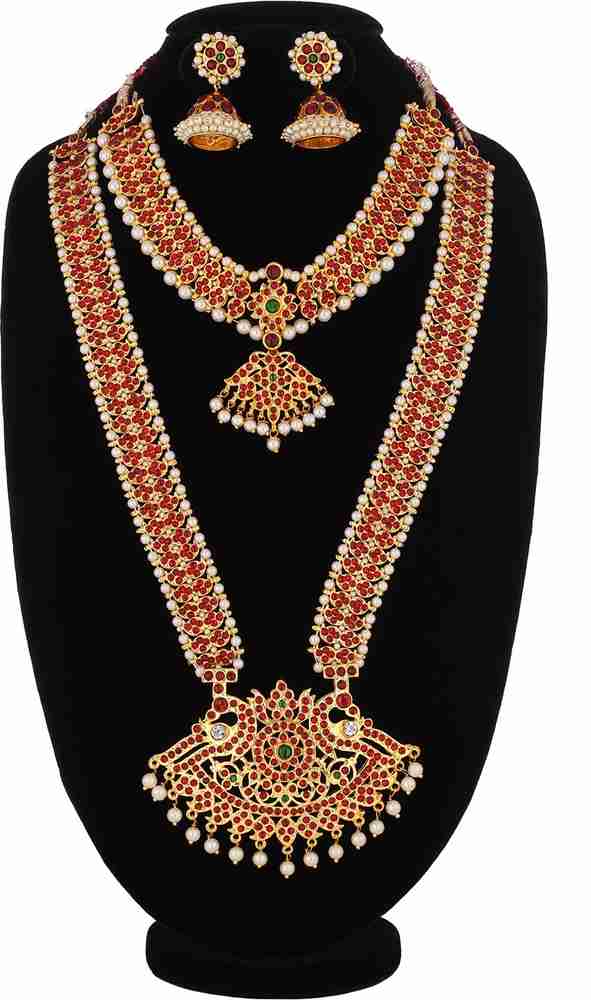 bharatanatyam jewellery Brass Gold plated Multicolor Jewellery Set Price in India Buy bharatanatyam jewellery Brass Gold plated Multicolor Jewellery Set Online at Best Prices in India Flipkart