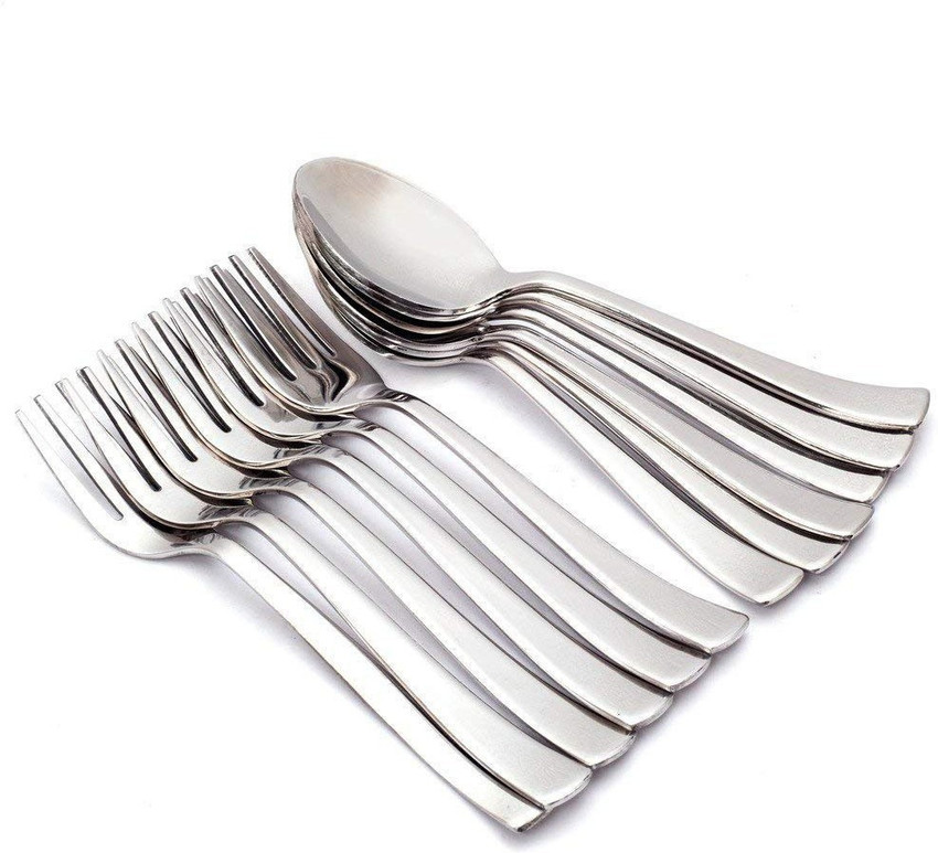 SHAHI handicraft Stainless Steel 12 Pieces Cutlery Set 6 Table Spoons 6 Table Forks Size of Fork 21.5Cm Spoon 21Cm Stainless Steel Cutlery Set Price in India Buy SHAHI