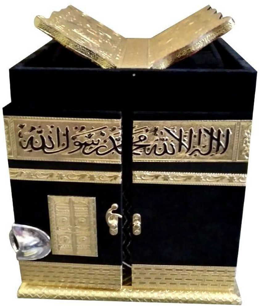 Black Makka Madina Kaaba Quran Box And Rehal, Size