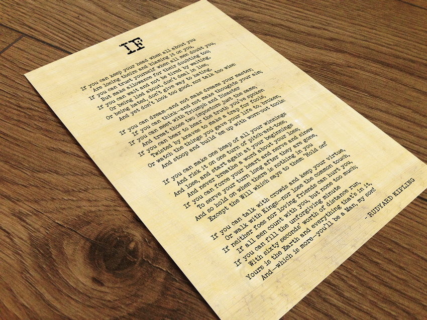 If By Rudyard Kipling Famous Inspirational Poem Wall Poster