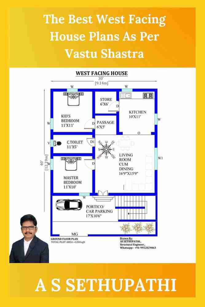 North Facing House Vastu Plan 74'6" X24'3" The