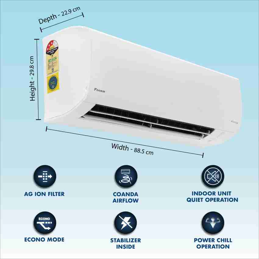Daikin 1.8 Ton 3 Star Split Inverter with AG Ion Filter AC White