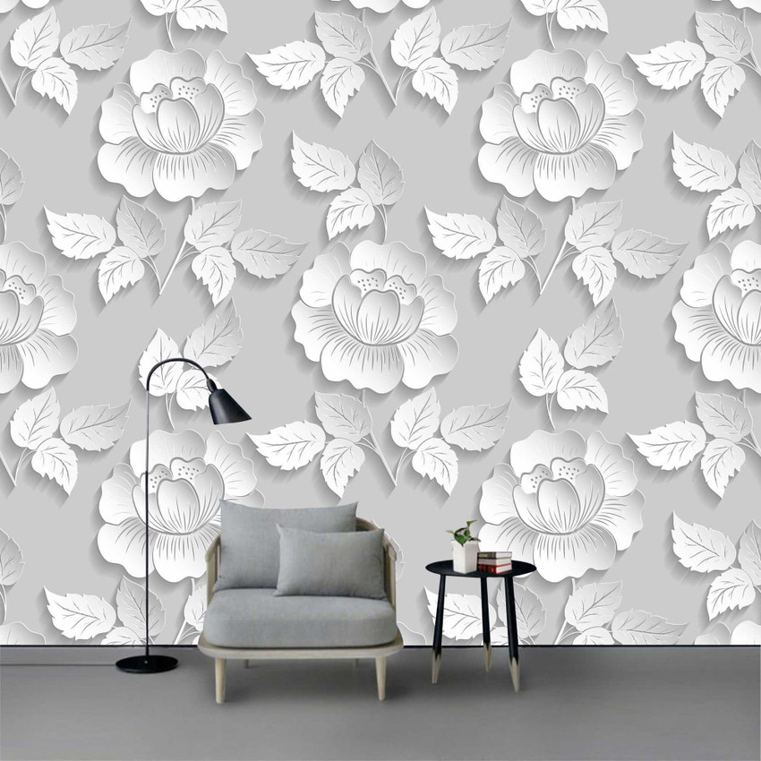 digital print world Decorative White Grey Wallpaper