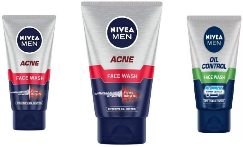 NIVEA Men Acne 50 ml Acne 100 Oil Control 50 ml Pack of 3 Face Wash Price in India Buy NIVEA Men Acne 50 ml Acne 100