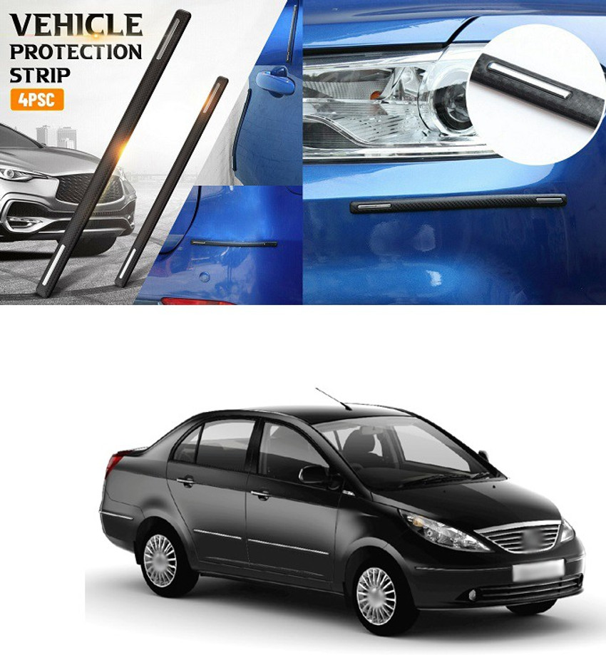 PRTEK 4pcs Car Accessories Bumper Corner Guard Cover Anti Scratch Protector Sticker Universal Car Front Rear Corner Bumper Guard Protector Compatible With Tata Indigo Manza Car Beading Roll For Window...