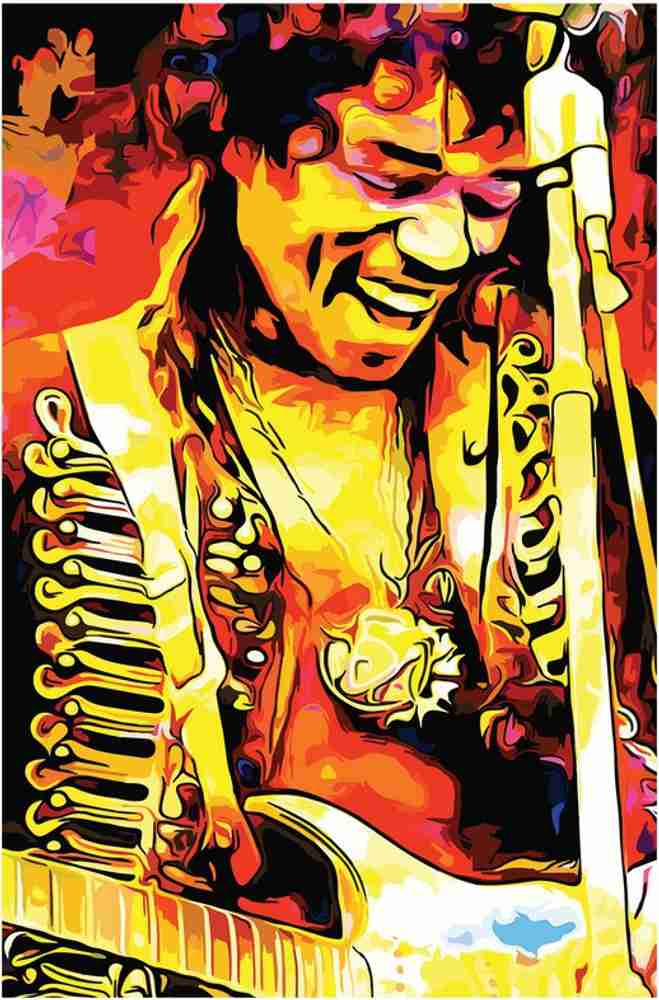 Jimi Hendrix Painting Wallpaper Baumwolljersey Panel Forever 27
